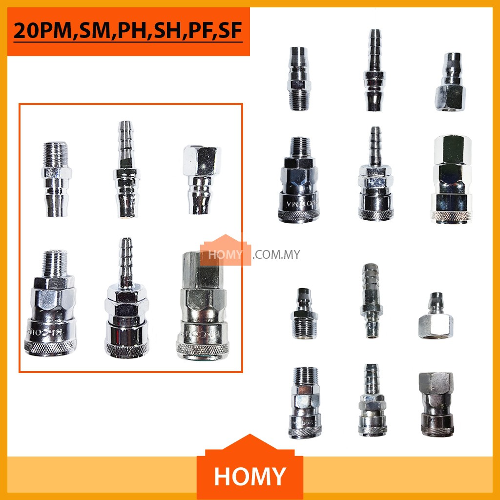 HOMY 20PM,20SM,20PH,20SH,20PF,20SF Air Coupler Hi Cupla Plug Socket Connector 1/4 Inch | Shopee ...