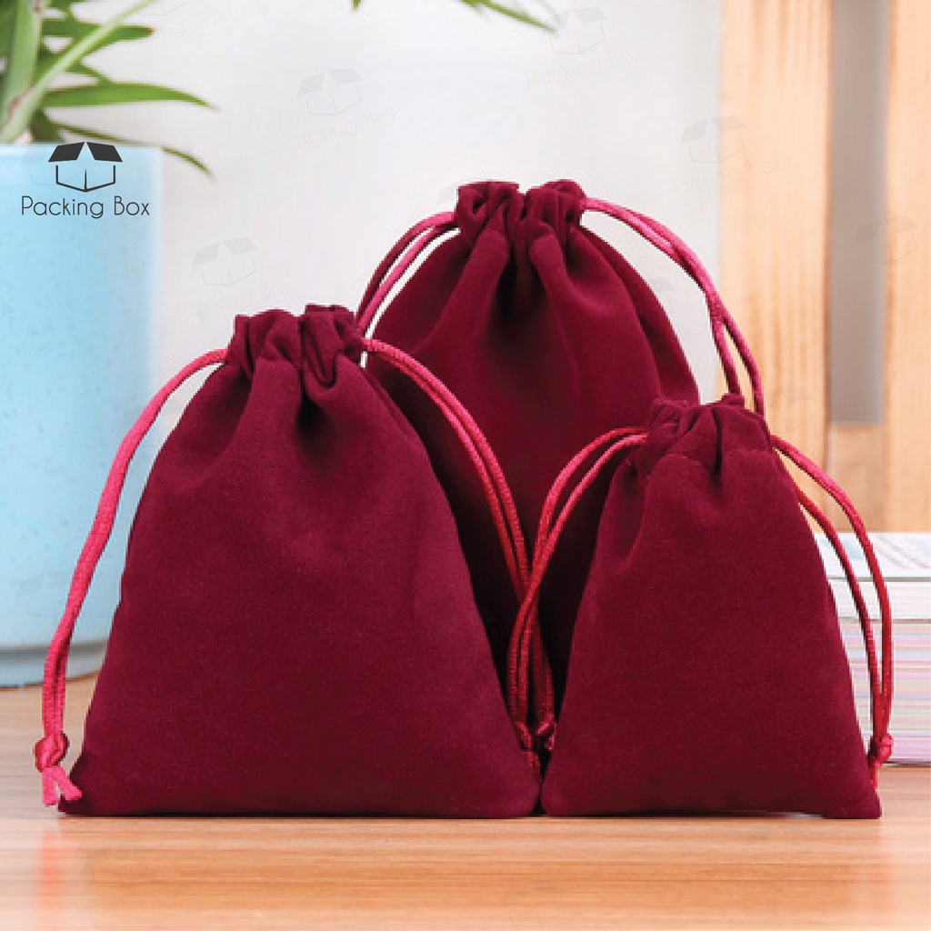 Drawstring Velvet Bag Jewellery Bag Ornaments Lucky Storage Beam Mouth ...