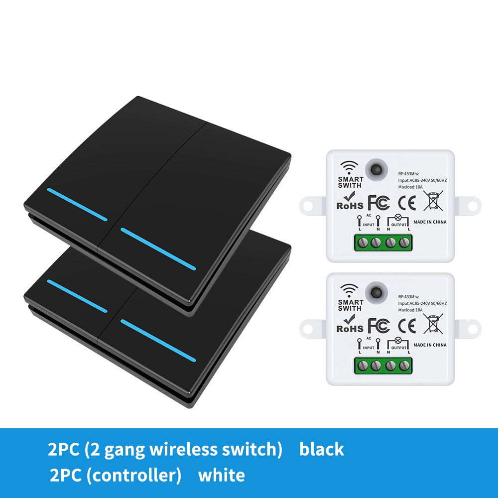 RF 433Mhz Wireless Switch Smart Light Remote Control Receiver Wall ...