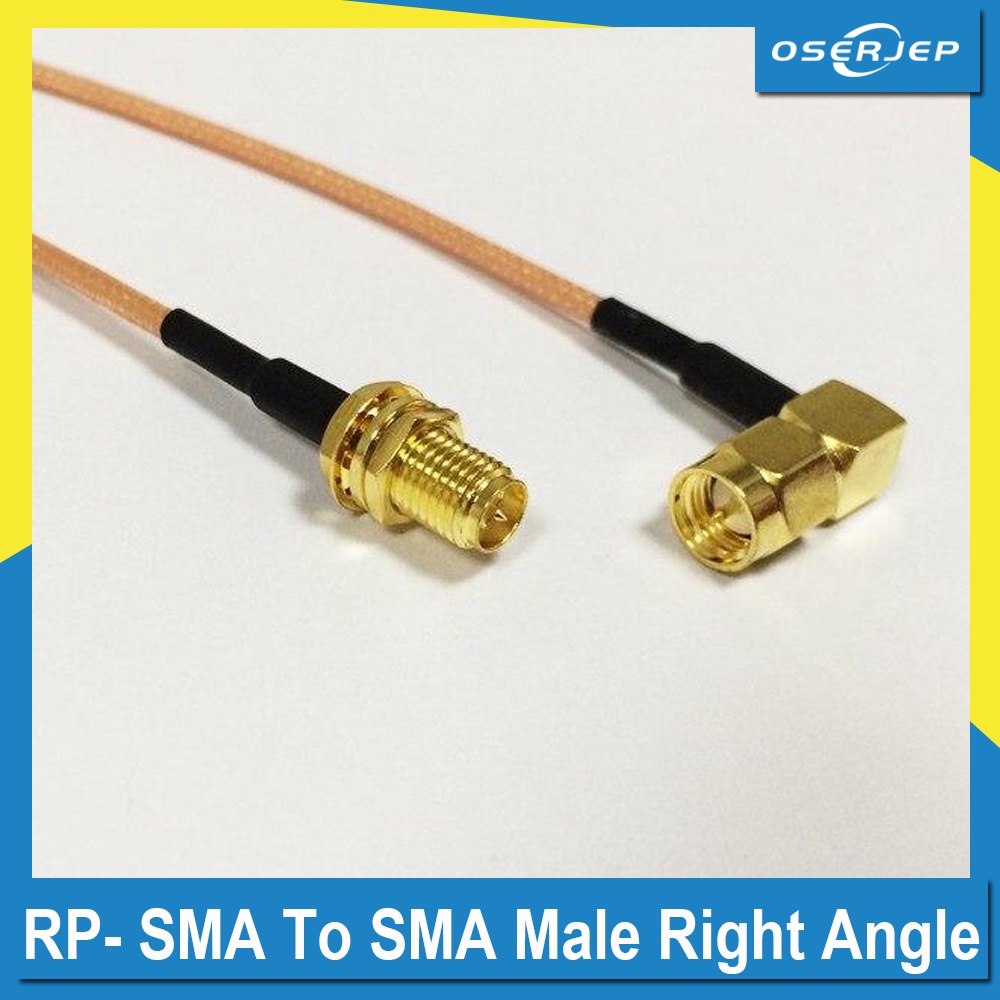 1PC RF Coaxiale Cable RP- SMA Jack nut To SMA Male Plug Right Angle 90 ...