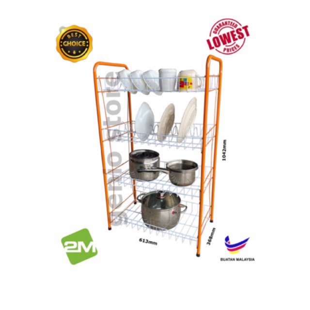 2M-7771 4 Layer Plate Rack / 4 Tingkat Rak Pinggan Mangkuk (Random ...