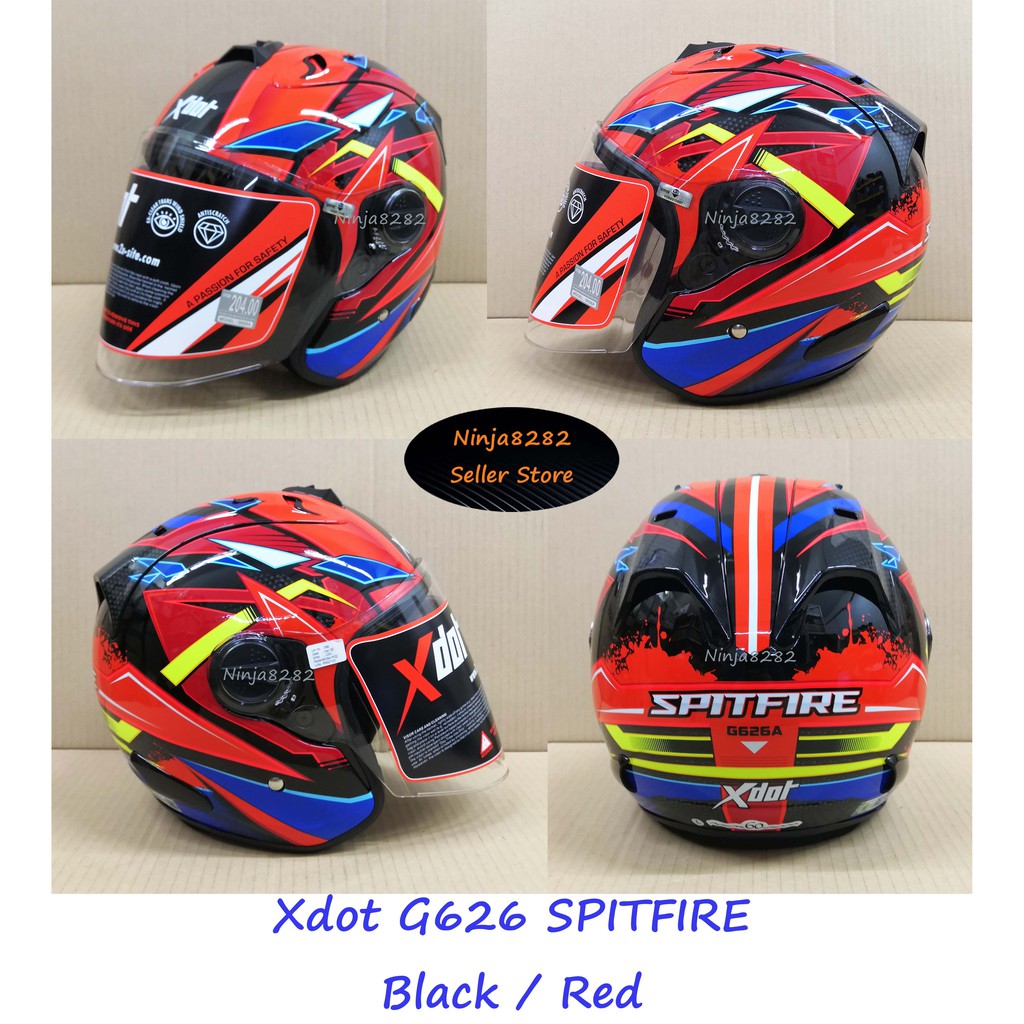 Helmet Xdot G626 - SpitFire ( L ) ARC TSR KYT SHOIE KHI MHR GIVI BELL ...