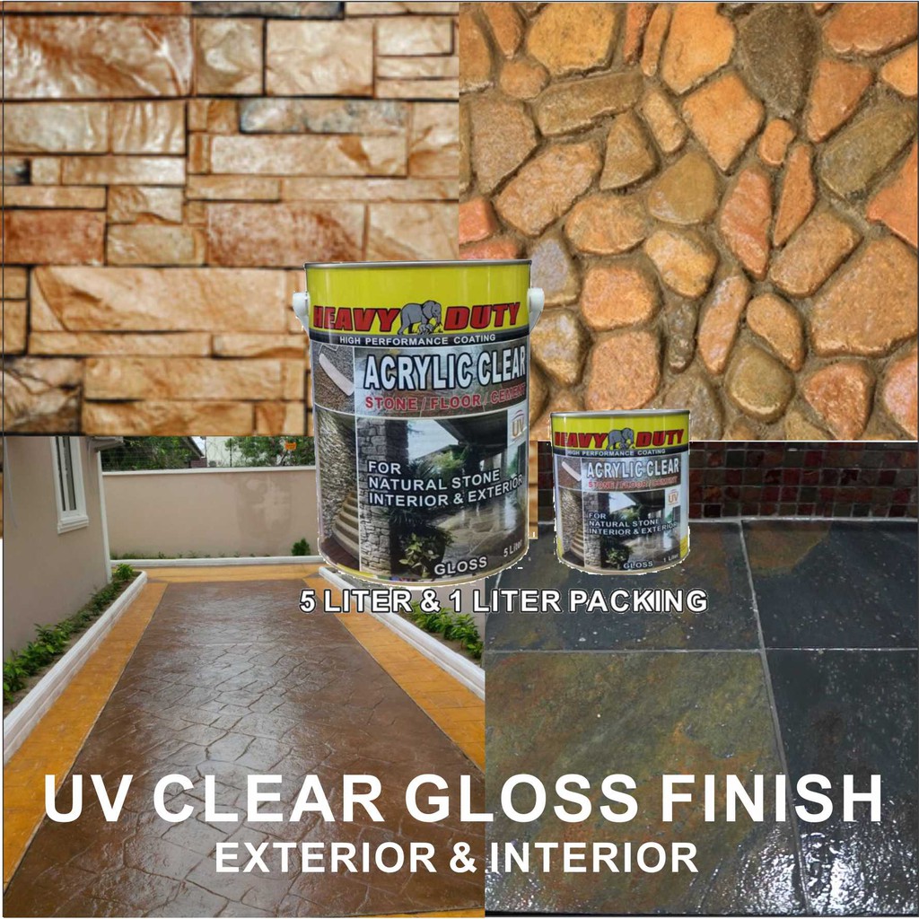 1L ACRYLIC CLEAR HEAVY DUTY ( CLEAR GLOSS ) EXTERIOR & INTERIOR Stone ...