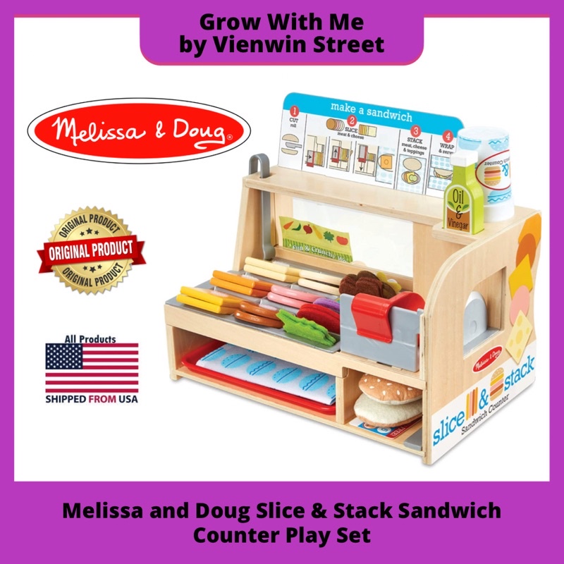 🔥Ready🔥Melissa and Doug Slice & Stack Sandwich Counter Play Set ...