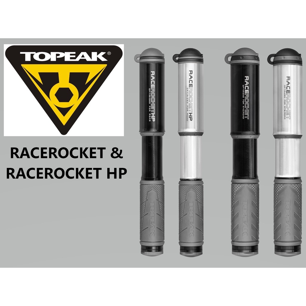 TOPEAK RACEROCKET HAND PUMP & RACEROCKET HP/HPX MINI PUMP 120 PSI & 160 ...
