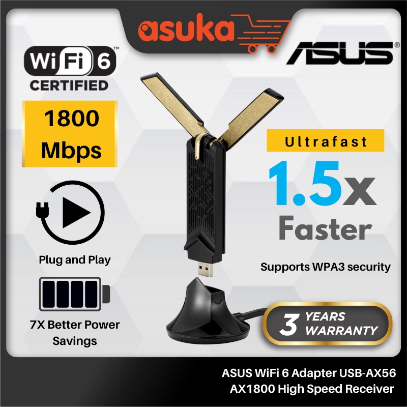 ASUS WiFi 6 Adapter USB-AX56 AX1800 High Speed Receiver Strong for PC ...