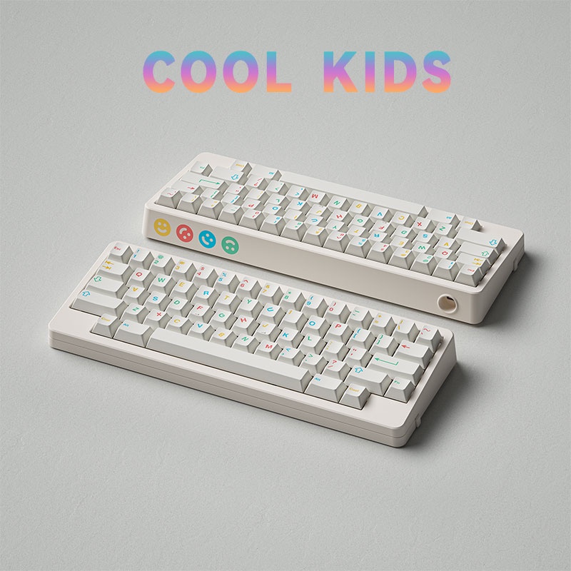 Cool kids Keycaps Cherry profile Dye sub Minimalist white pbt fabric ...