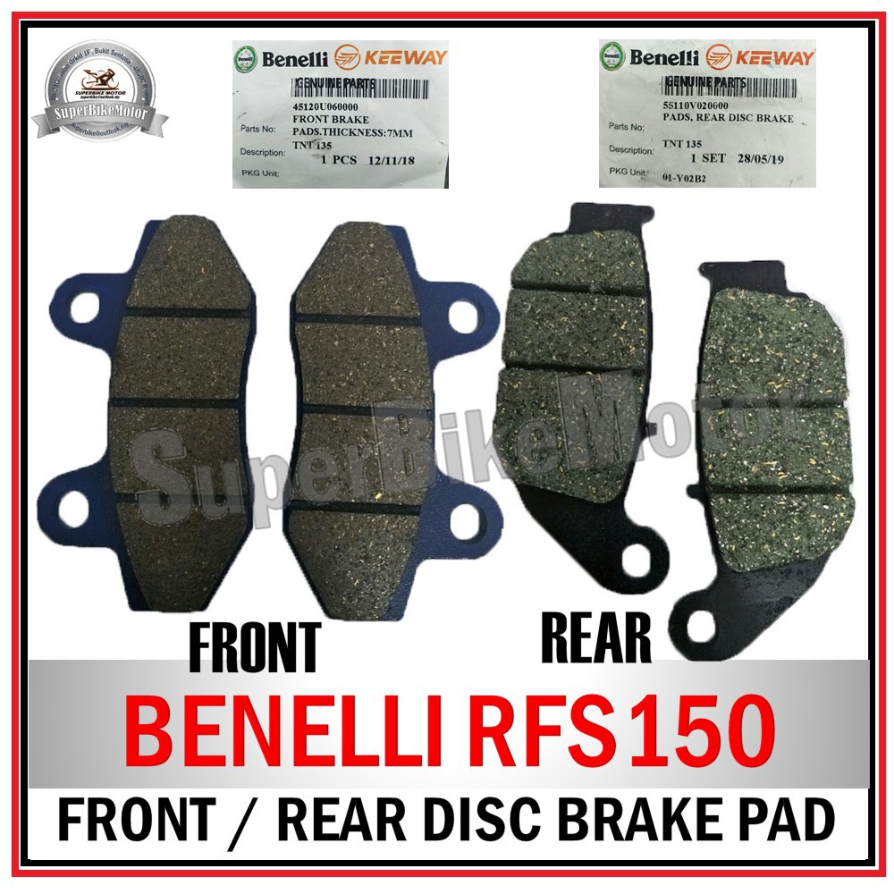 BENELLI RFS150 - 100% ORIGINAL FRONT / REAR Disc Brake Pad ...
