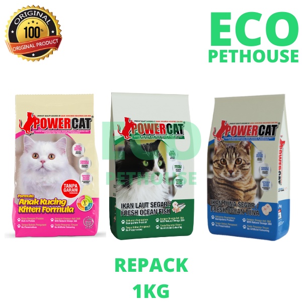 POWERCAT Ocean Tuna / Ocean Fish / Kitten Repack 1KG Dry Cat Food ...