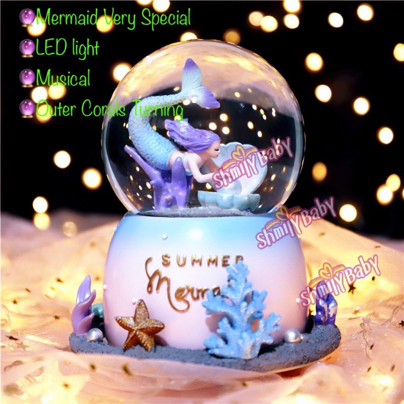 Music Box Disney Frozen Elsa Anna Pony Princess Mermaids Crystal Ball ...