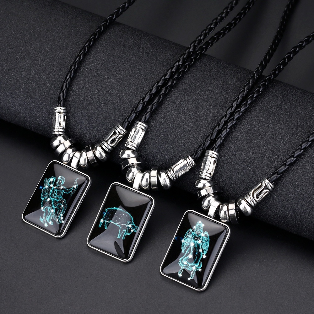 2022 Charm Pendant Necklace Galaxy Constellation Design 12 Zodiac Sign ...