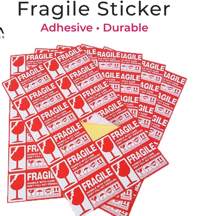 100pcs Fragile Sticker Fragile Label Warning Label Mudah Pecah Pelekat ...