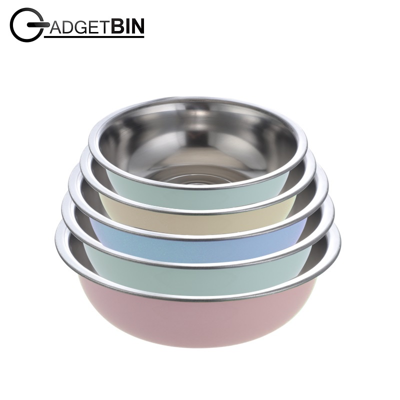 (Ready Stock)Thicker Version Colourful 5pcs Rainbow Mixing S.Steel Bowl ...