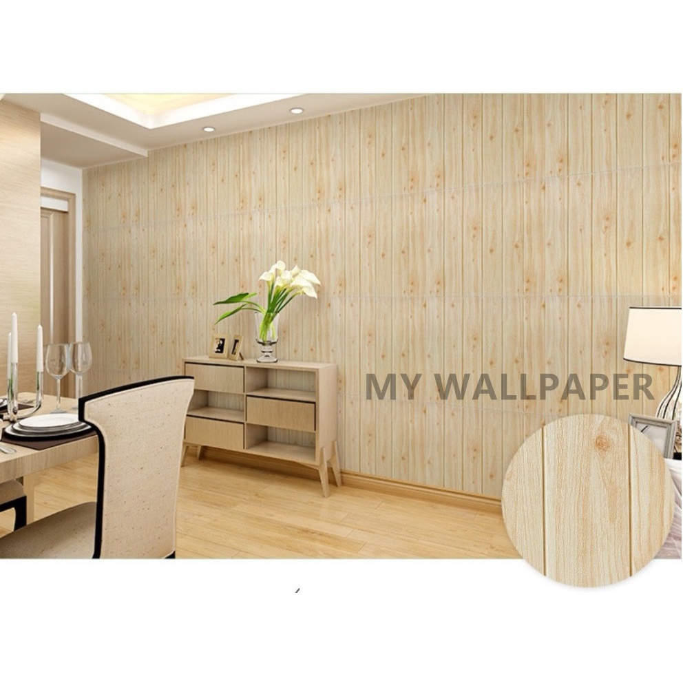 【WALLPAPER ORIGINAL FIR WOOD】Kertas Dinding KAYU TEBAL Thick Sticker 3D ...
