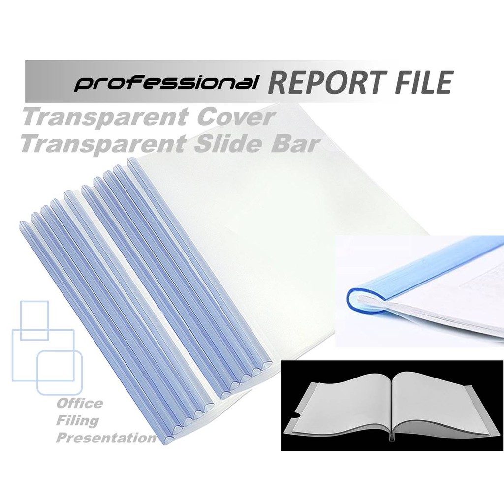 Report File Cover A4 Transparent Cover and Transparent Slide Grip Bar ...