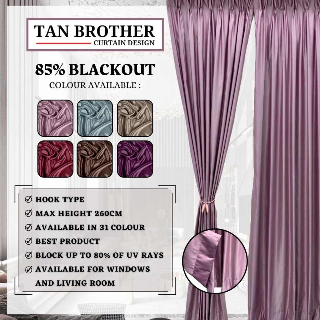 Ready Made Curtain!!!Siap Jahit Langsir,Langsir RAYA Kain Tebal (Hook ...