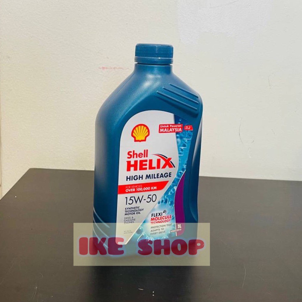 Shell Helix HIGH MILEAGE 15W-50 (1L) - Semi Synthetic, Minyak Hitam ...