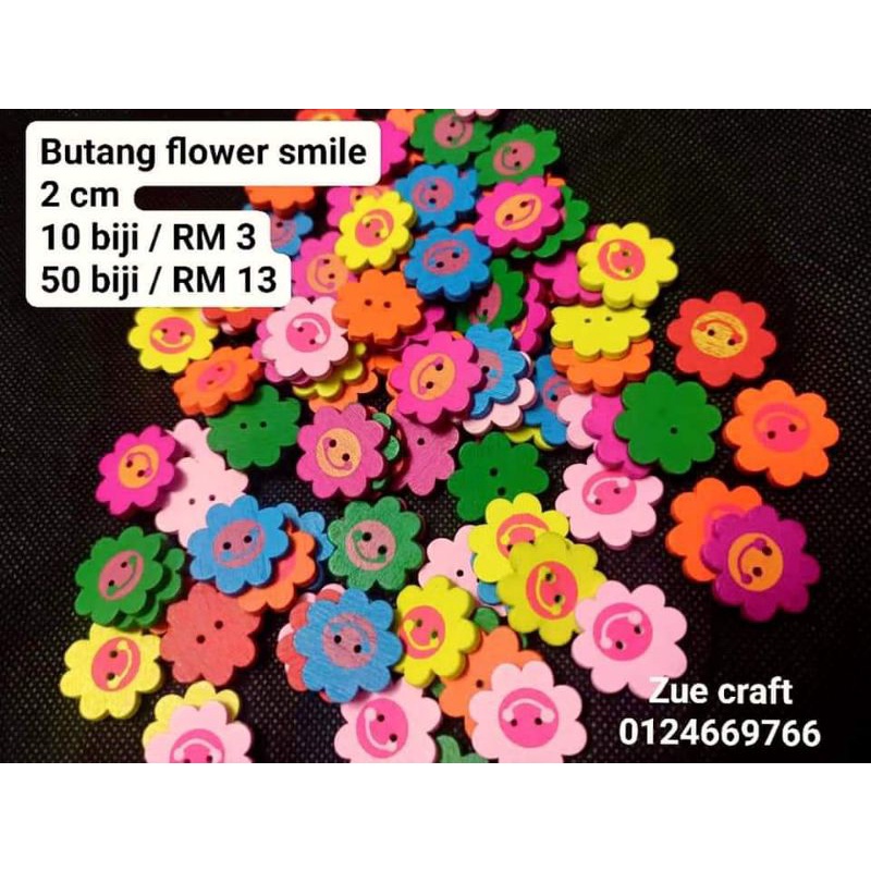 10 biji butang flower smile button ready stok mix color (facemask ...