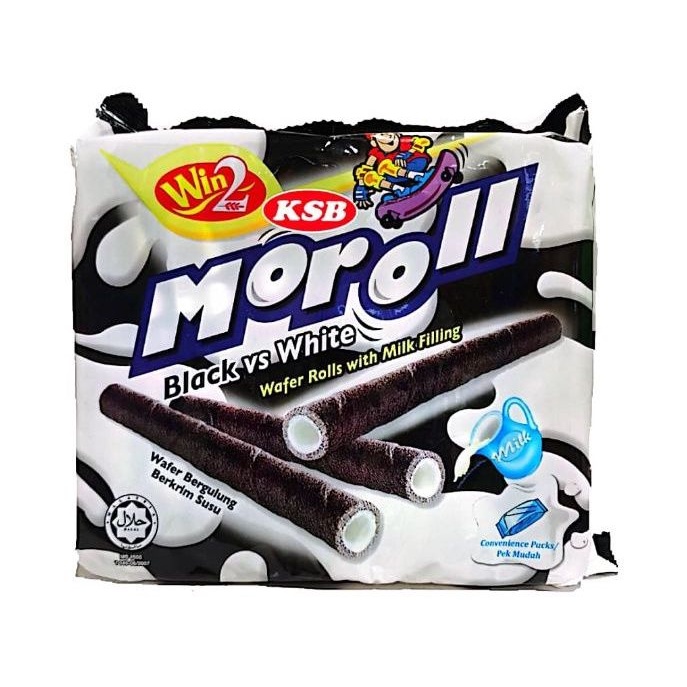 【108g 】Win2 Moroll Black vs White Wafer Rolls With Milk Filling ...