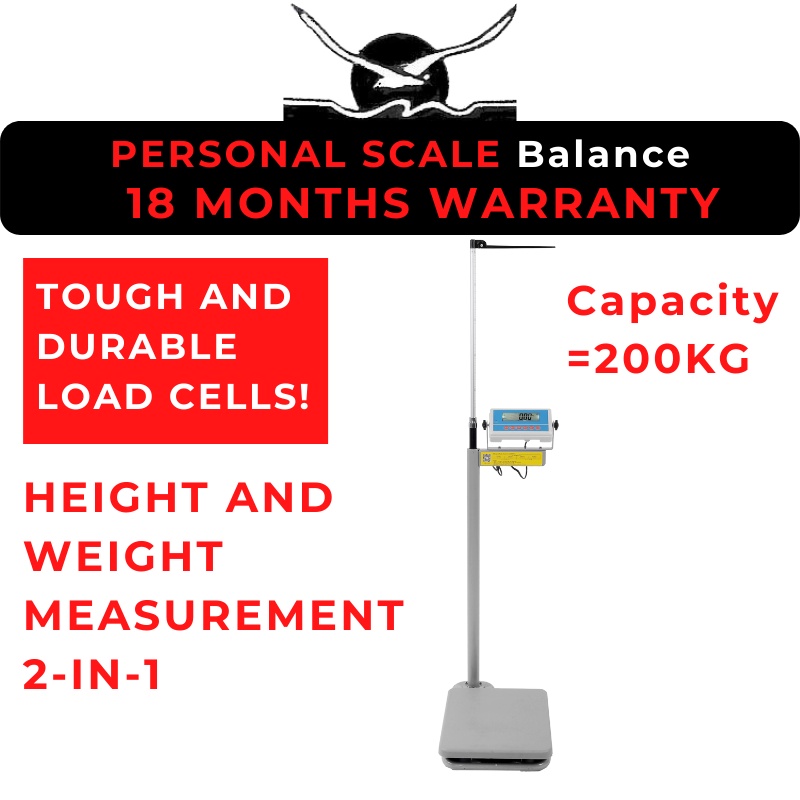 Personal Scale with Height Measurement 200kgx0.02kg with Height 0.50cm ...