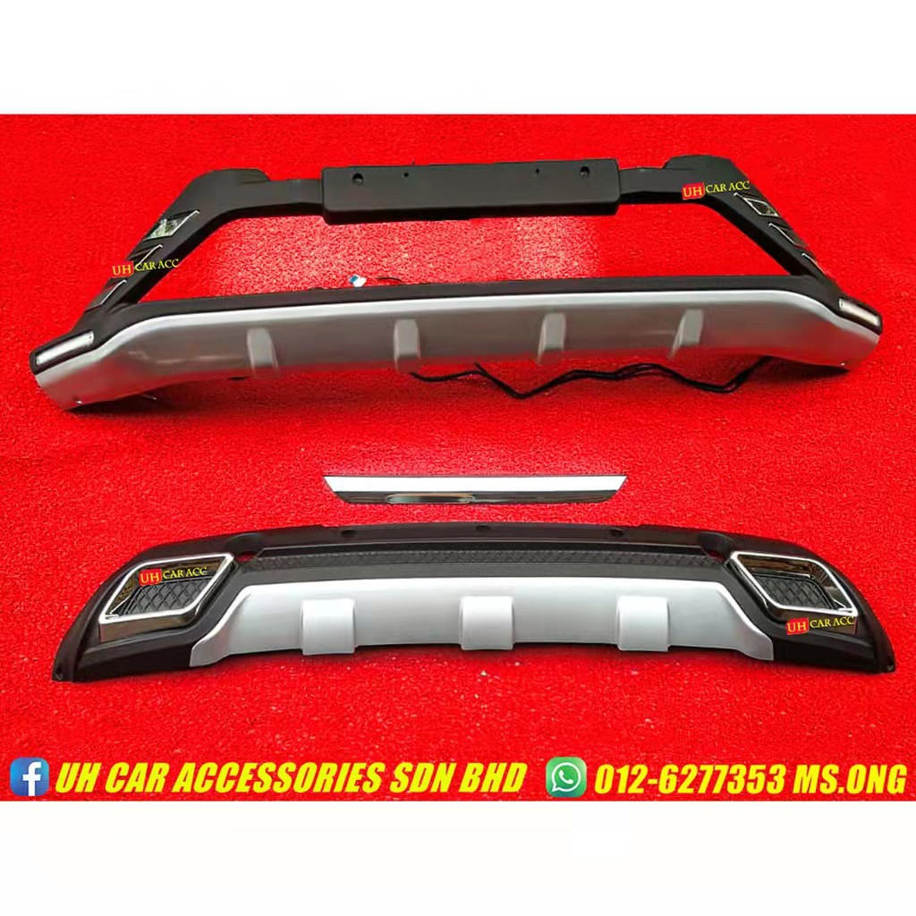 Perodua Aruz Front & Rear Bumper Guard Protector Bodykit With LED Light ...