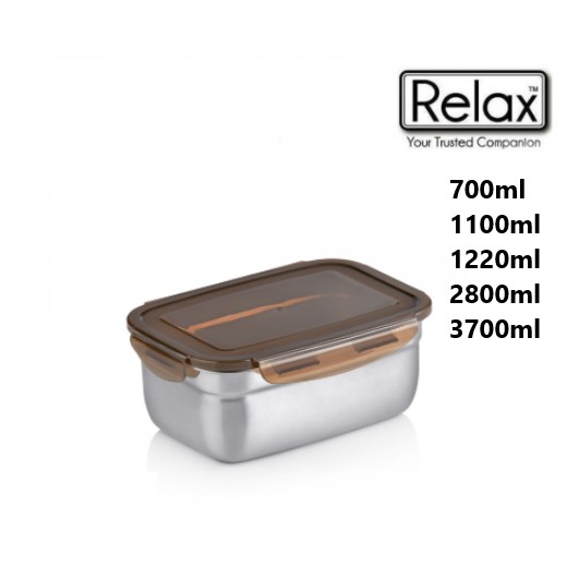 Relax SUS304 Stainless Steel Rectangular Food Container#700ml#1100ml ...