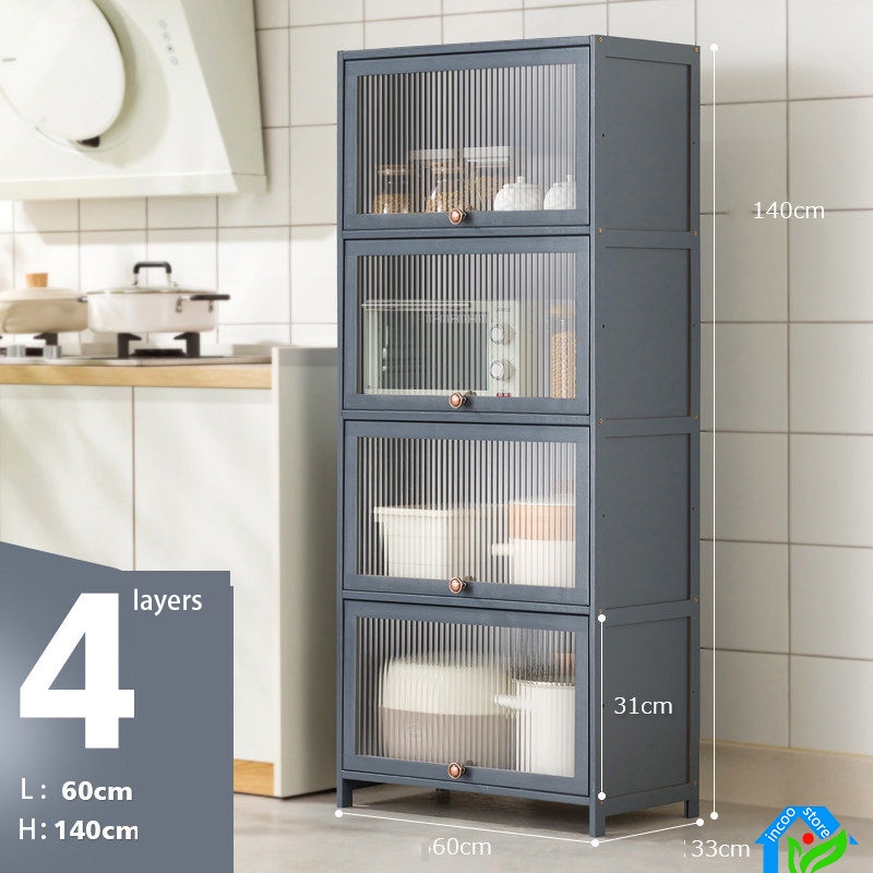 🔥Ready Stock🔥kitchen storage rack with door floor multi-functional ...