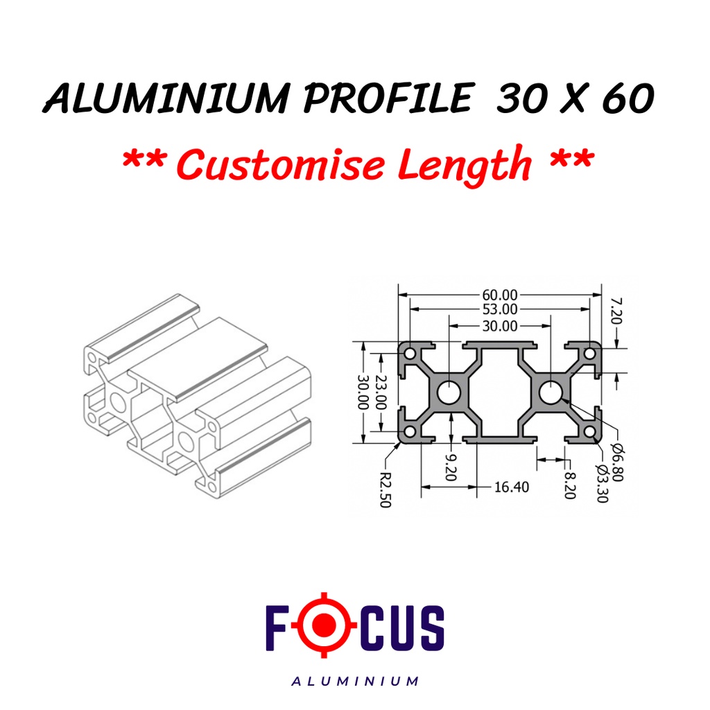 [ 30 X 60 ] ALUMINIUM PROFILE 3060 30mm x 60mm | Shopee Malaysia