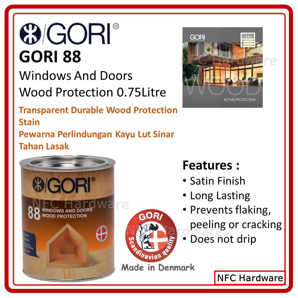 GORI 88 0.75L Windows And Doors Wood Protection 0.75 Litre (Wood Stain ...