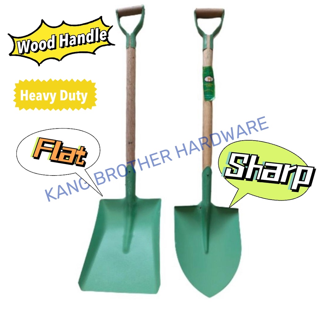 Heavy Duty Gardening Spade Shovel With Wood Handle / Cangkuk Pasir ...