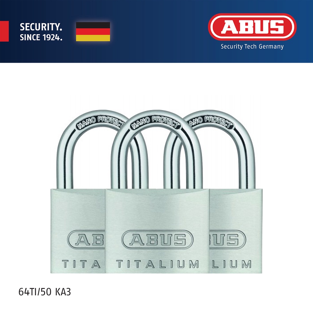 Abus 64TI/50, KA2, KA3, KA4, 64TI/50HB80, 64TI/60 Titalium Padlock. Strong, Light, Innovative ...