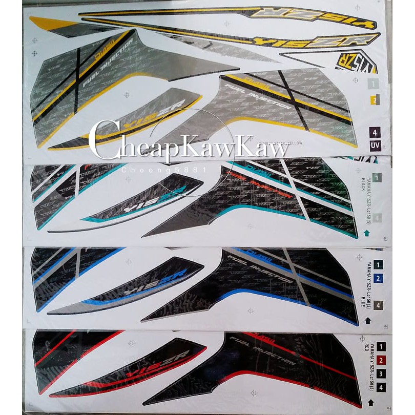 Y15 Y15ZR V1 V2 LC150 Body Cover Set Stripe Sticker ( 5 ) Red / Black ...