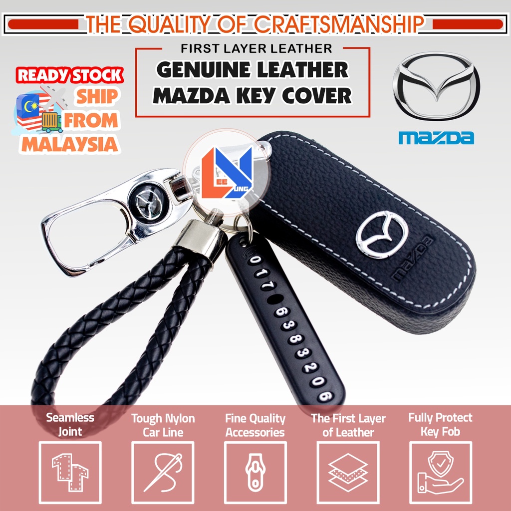 Mazda Leather Key Holder Cover Smart Key for Mazda2 Mazda3 Mazda6 CX-3 ...