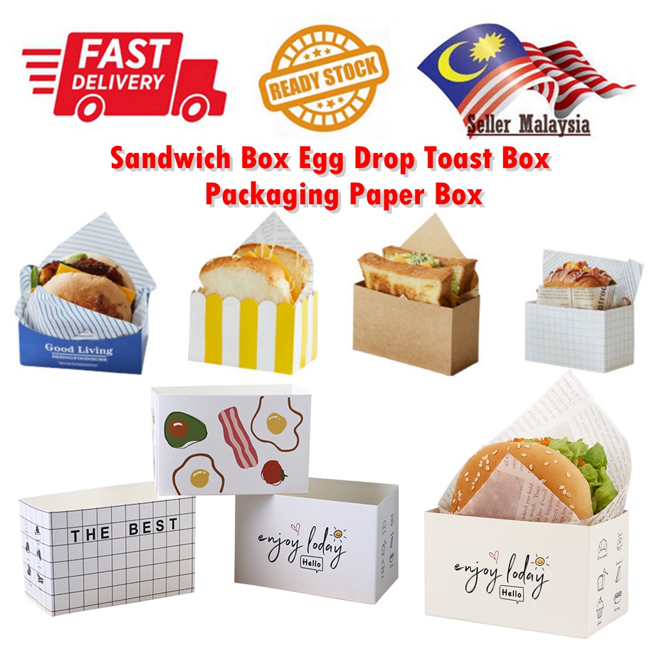 Sandwich Paper Box 50pcs Kotak Bekas Roti / Toast Box / Burger Box ...