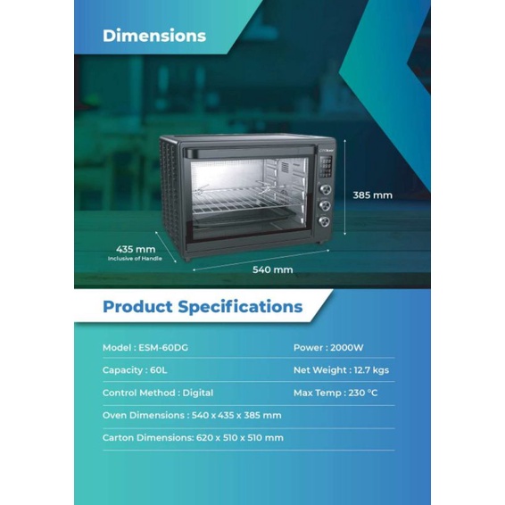 FREE SHIPPING ~ The Baker ESM60DG digital control panel electric oven ...
