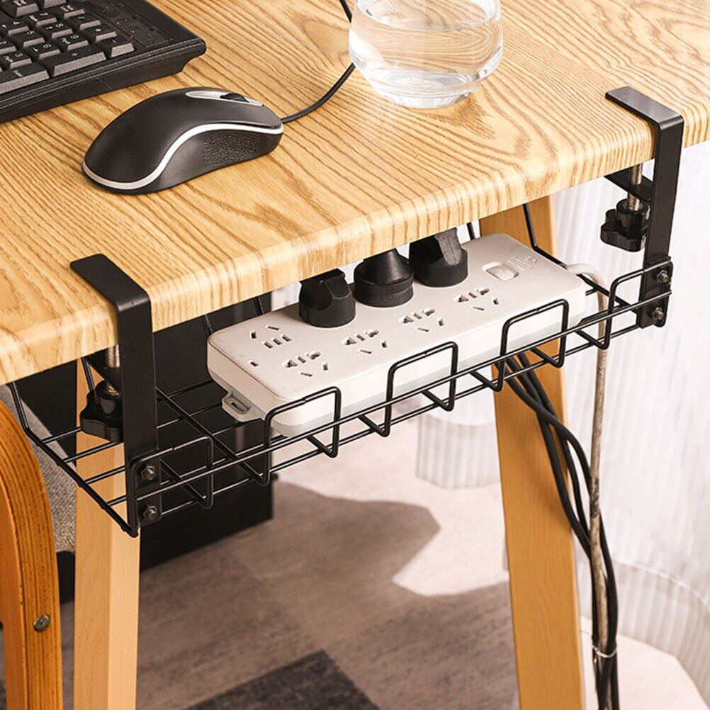 No Need to Drill Under Desk Cable Management Tray Clamp Hidden Cable ...