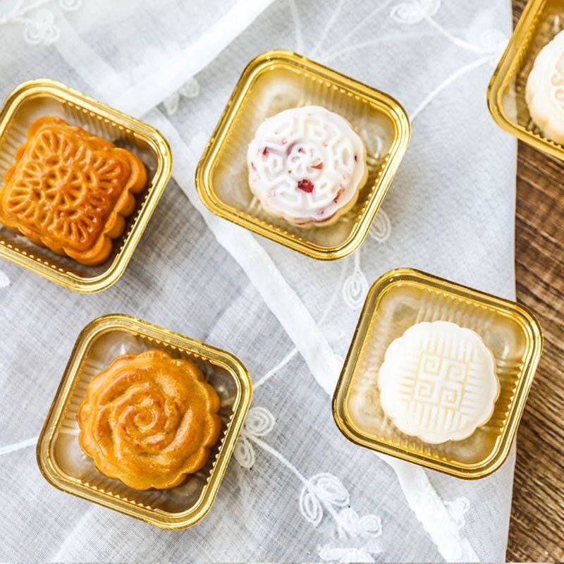 Ready Stock📣 PVC Mooncake Tray Gold 50g 63g 100g 125g 月饼内托 月饼塑胶盒 Pastry ...