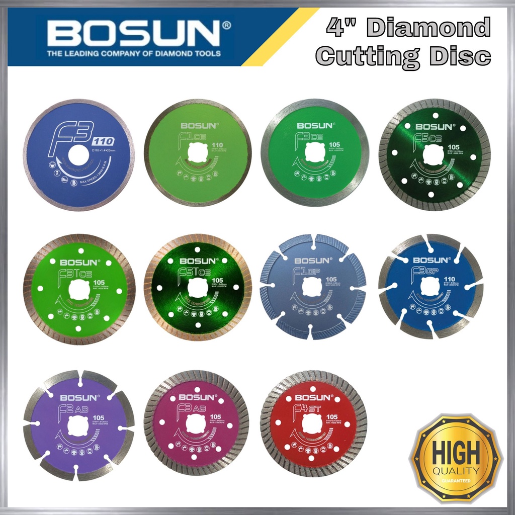 BOSUN 4" Diamond Cutting Disc For Ceramic Tiles, Hardness Tiles ...