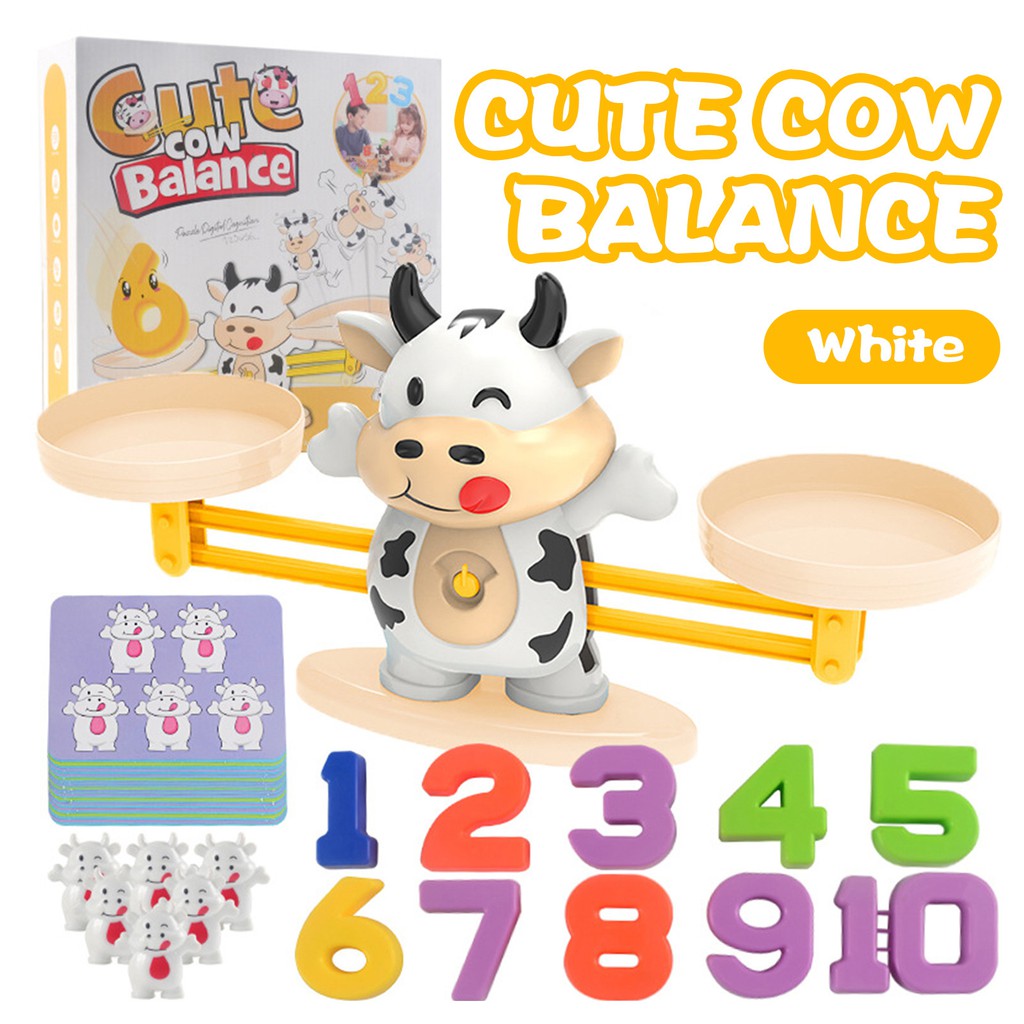 🌟Ready Stock🌟Cute Cow Balance Game Scale Early Learning Weight Child ...