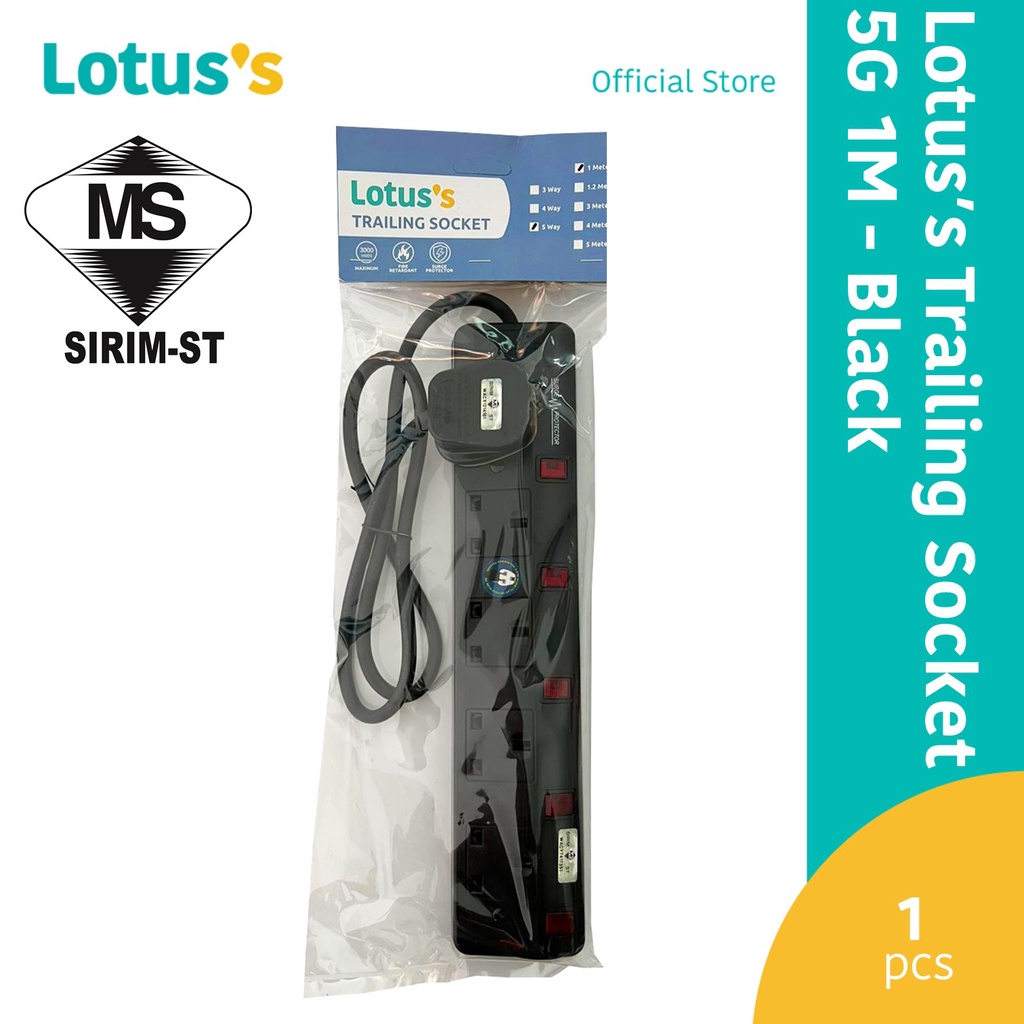 Lotus’s Trailing Socket 5G 1M W/Surge - Black | Shopee Malaysia