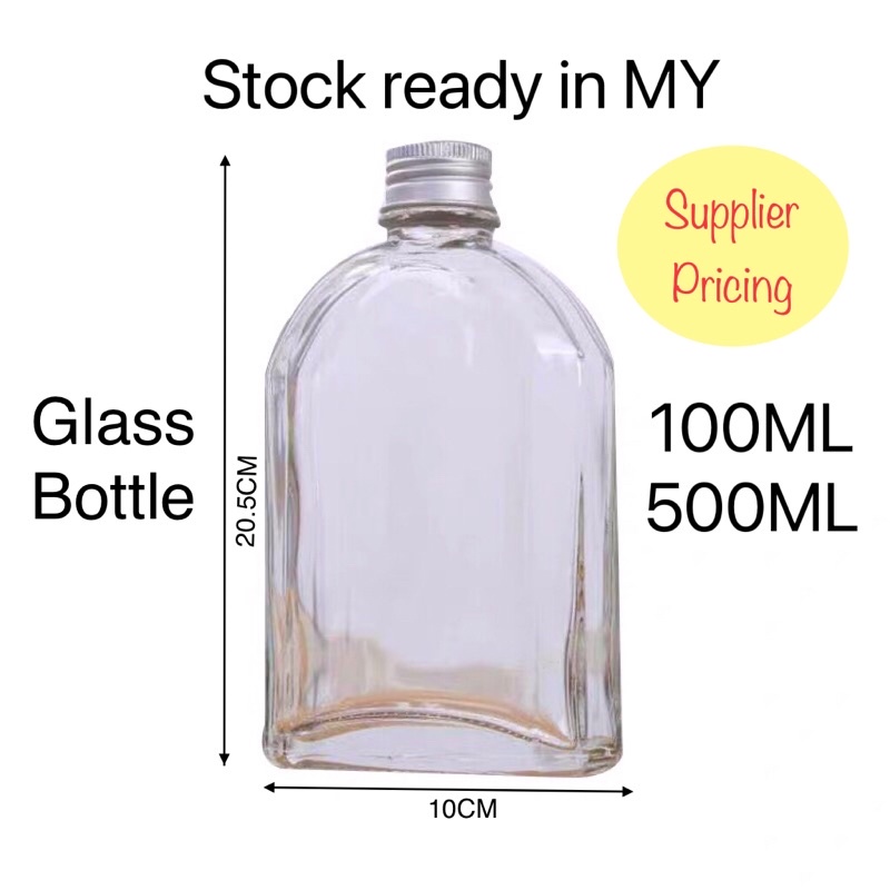 100ml/500ml Glass Bottle with black screw cap for cold brew coffee tea ...