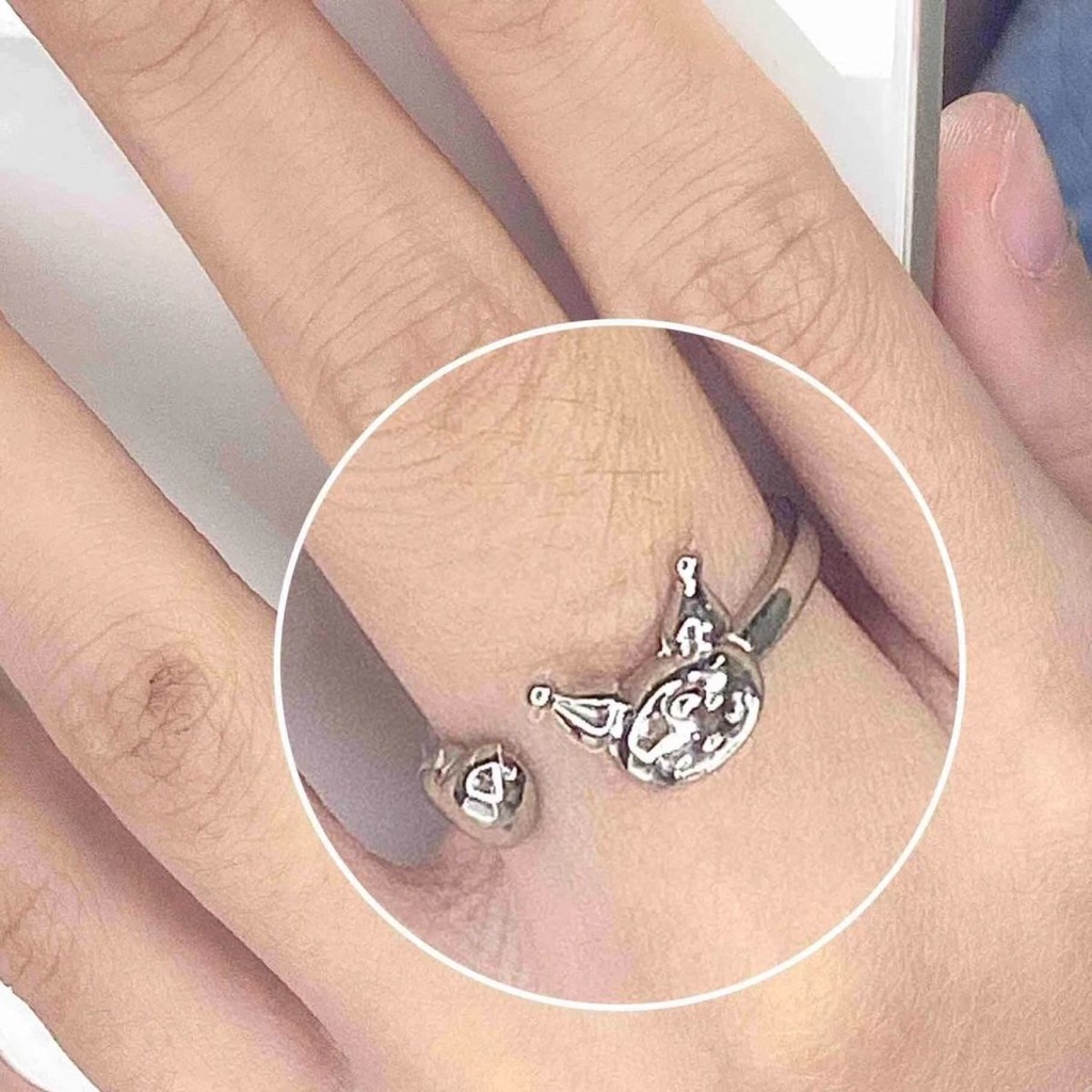 Silver Plated Sanrio Kuromi Ring Cute Girl Soft Girl Ring Couple Ring ...
