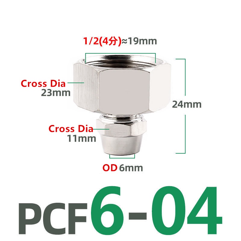 1pcs Female Thread Straight Through Copper Material Pneumatic Screw PCF ...