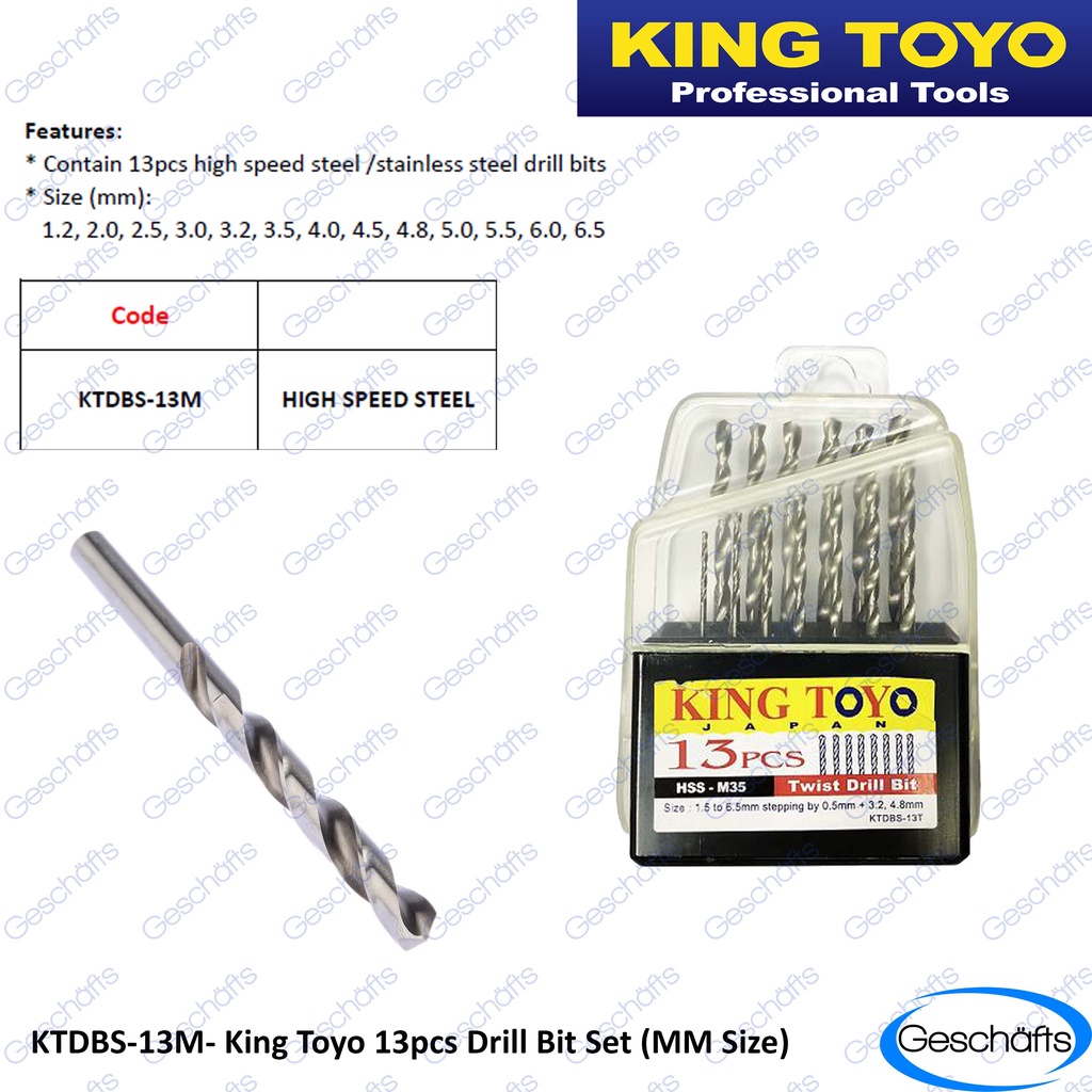 King Toyo High Speed Drill Bit Set (MM Size) 13pcs / 19Pcs / 25Pcs ...
