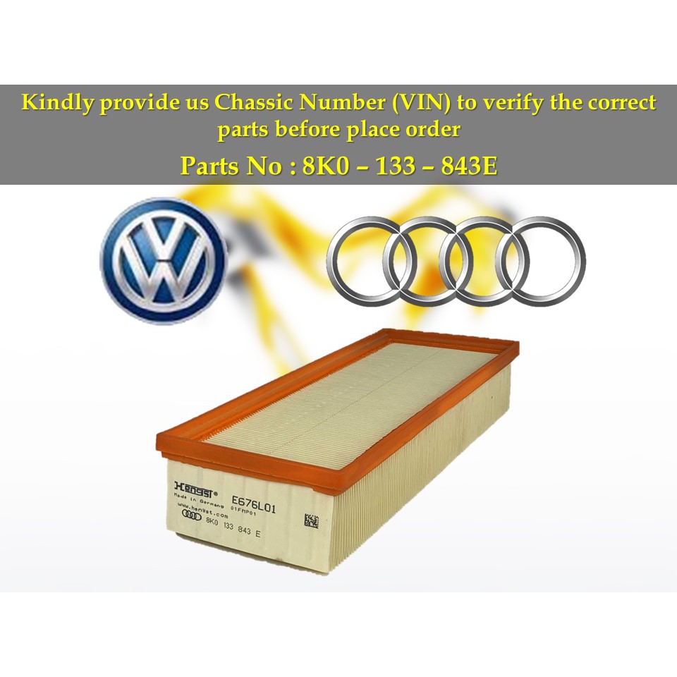 Audi - B8 A4 A5 Q5 Air Filter 8K0-133-843E | Shopee Malaysia