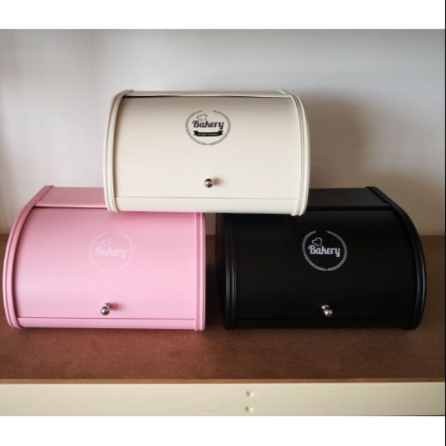 Bread Box Tin Storage Black Pink Cream | Shopee Malaysia