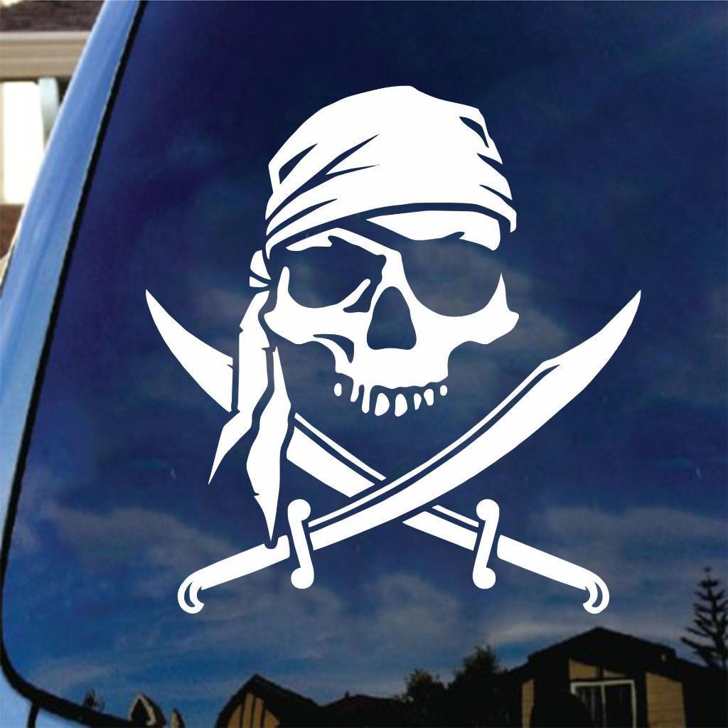 Jolly Roger Skull Vinyl Car Decal Sticker Truck Boat Funny Pirate Jet ...