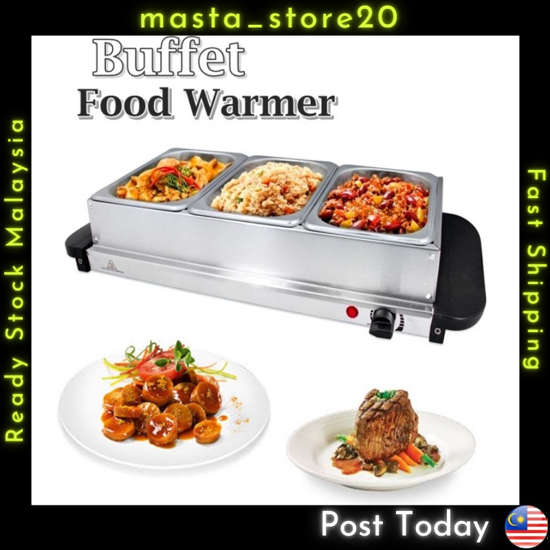 Stainless Steel 3 Tray Buffet Food Warmer /Pemanas Lauk Kenduri /Bekas ...