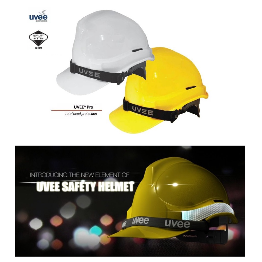 Uvee Pro SIRIM Approved Industrial Safety Helmet (White / Yellow ...