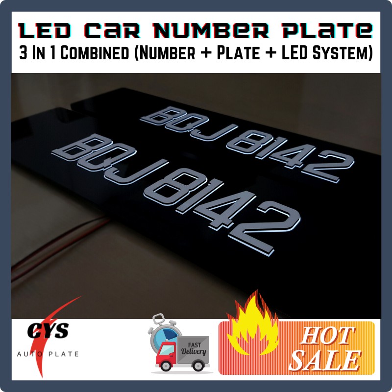 LED Light Car Number/ Plat Nombor LED/ LED Plat Kereta/ Car Plate Light ...